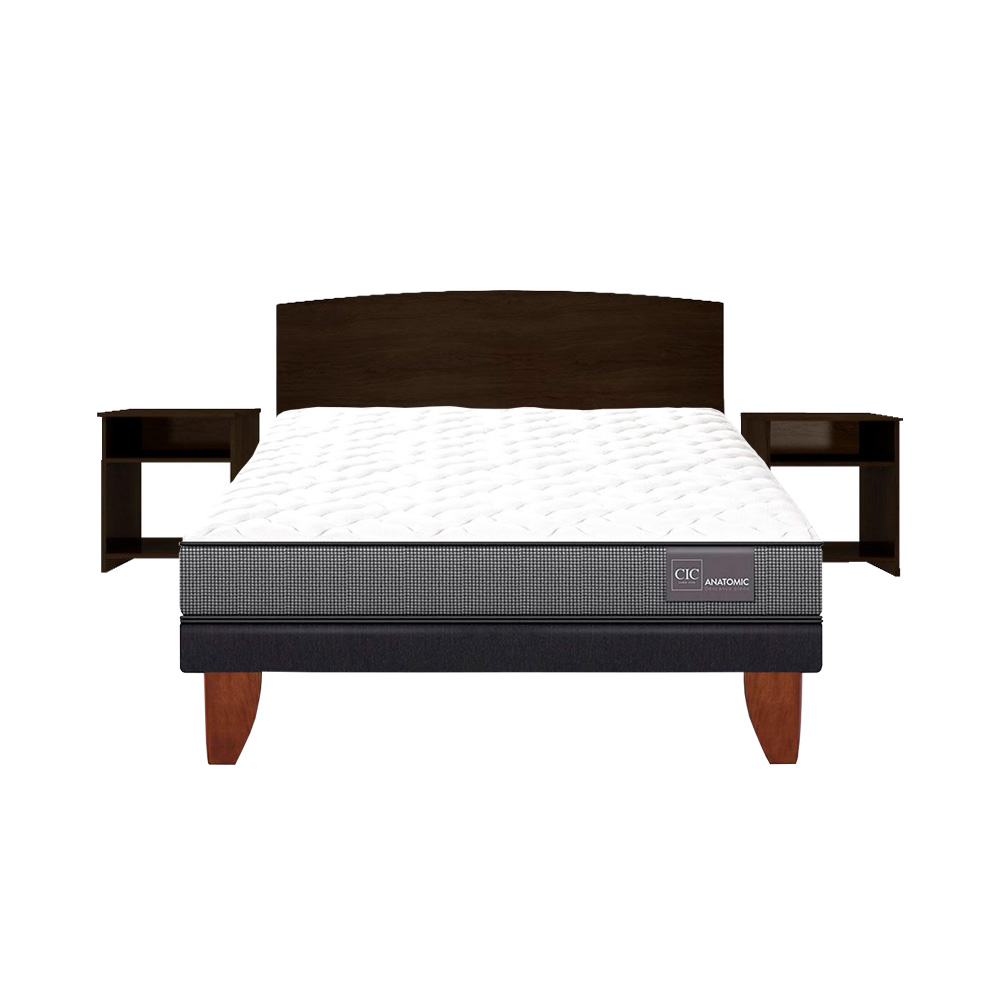 Cama Europea Cic Anatomic / Full / Base Normal + Set De Maderas Dakar