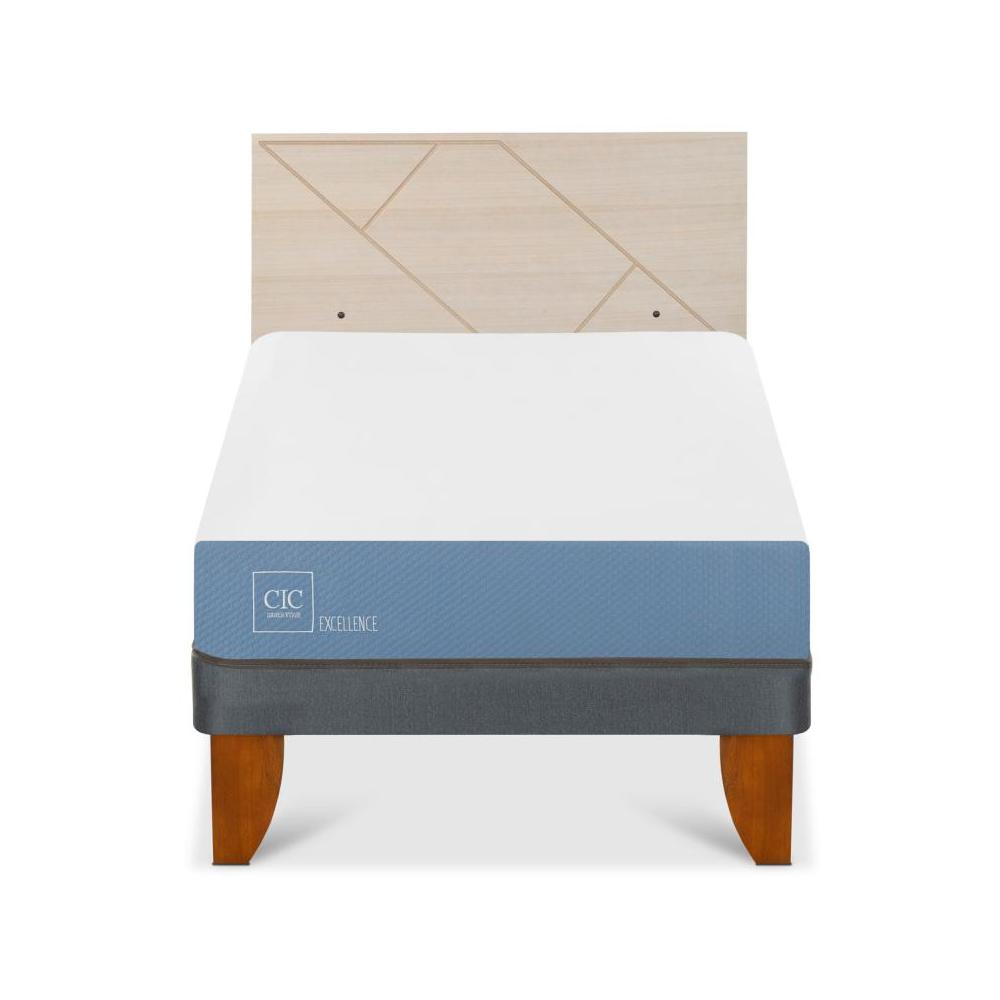 Cama Europea Cic Excellence / 1.5 Plazas / Base Normal + Respaldo