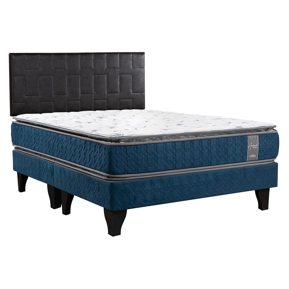 Cama Europea Celta Astral Pocket / King / Base Dividida + Respaldo