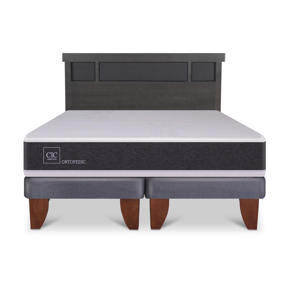Cama Europea Cic Ortopedic / 2 Plazas / Base Dividida + Respaldo